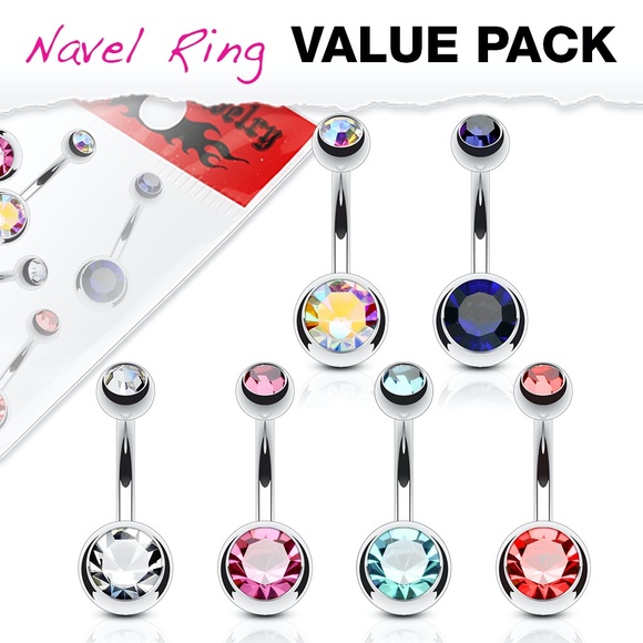 Jewelry | Variety Pack 6 Gemstone Navel Rings | Poshmark